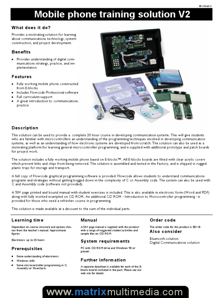 EB118 Mobile Phone Training Solution | PDF | Microcontroller | Computer ...