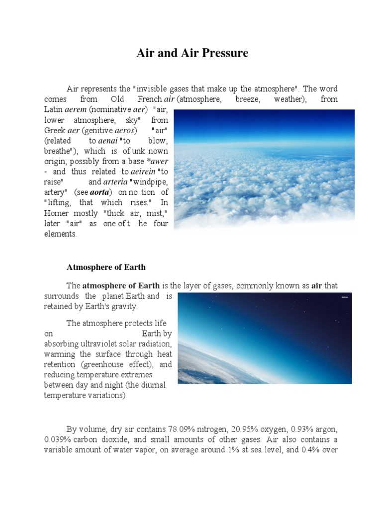 Air and Air Pressure: Atmosphere of Earth | PDF | Atmosphere Of Earth ...