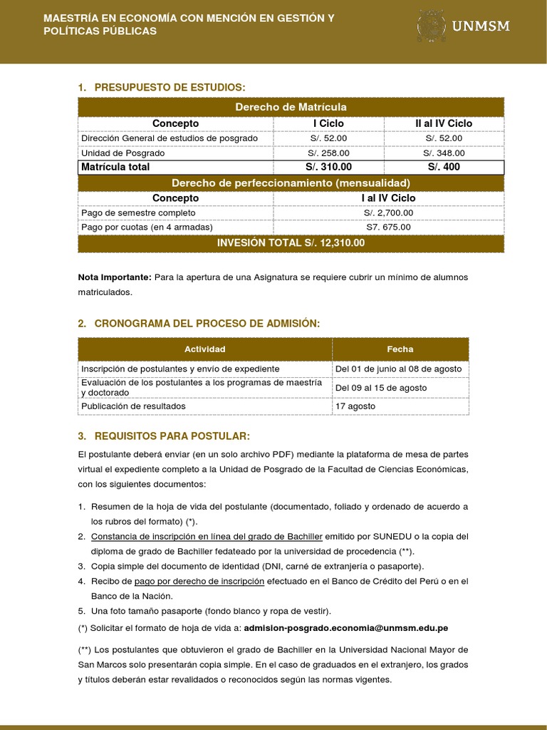 Maestría en Economía Con Mención en Gestión y Políticas Públicas-UPG ...