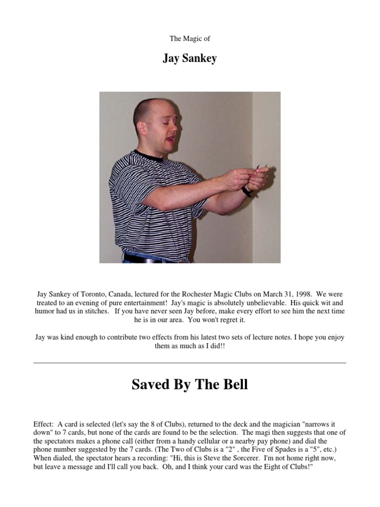 Jay Sankey - Magic of Jay Sankey | PDF | Hand | Pen