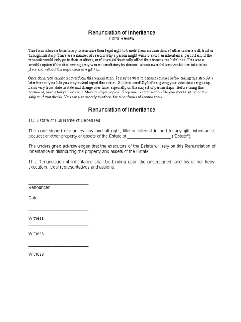 Renunciation of Inheritance | PDF
