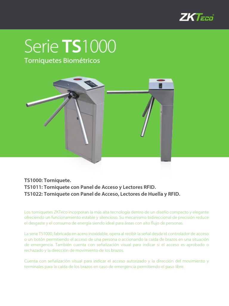 ZKTeco Colombia Control de Acceso Torniquete Biometrico TS1000 Pro ...