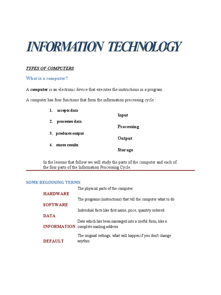 Computer Applications Notes | PDF | Printer (Computing) | Computer Data ...