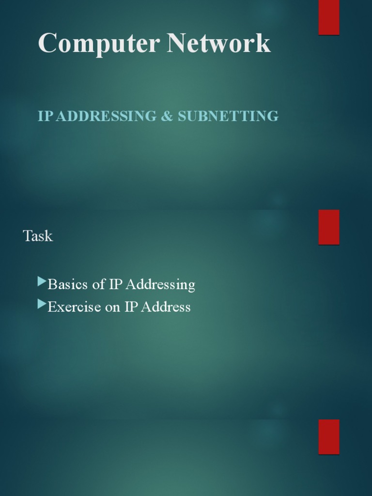 Computer Network Ip Addressing And Subnetting Pdf Ip Address Network Interface Controller