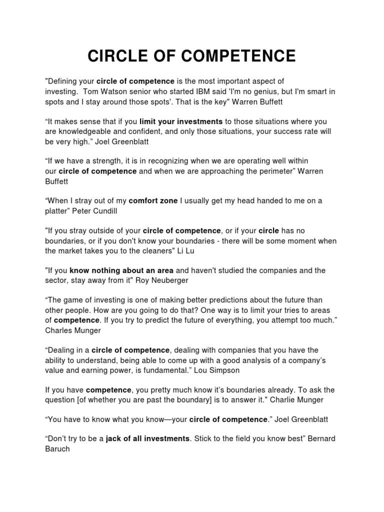 Circle of Competence | PDF | Investing