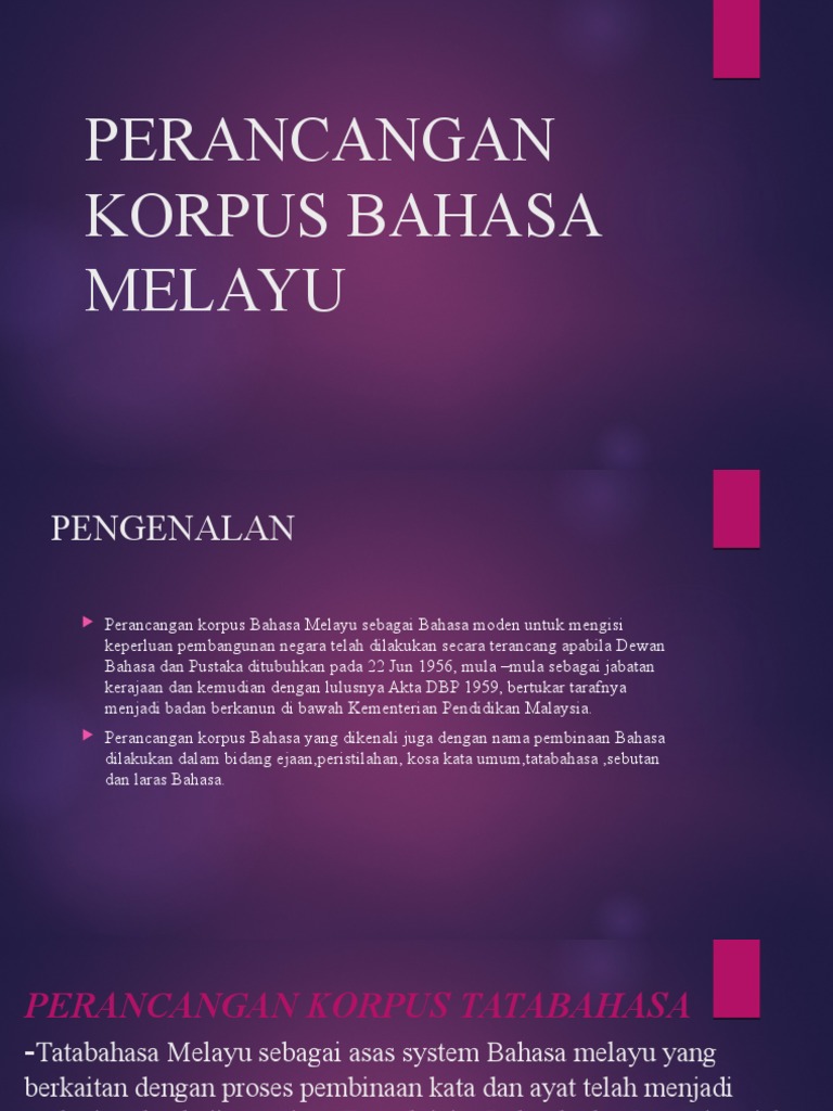 Perancangan Korpus Bahasa Melayu | PDF