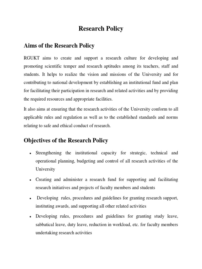 Research Policy RGUKT | PDF | Teachers | University