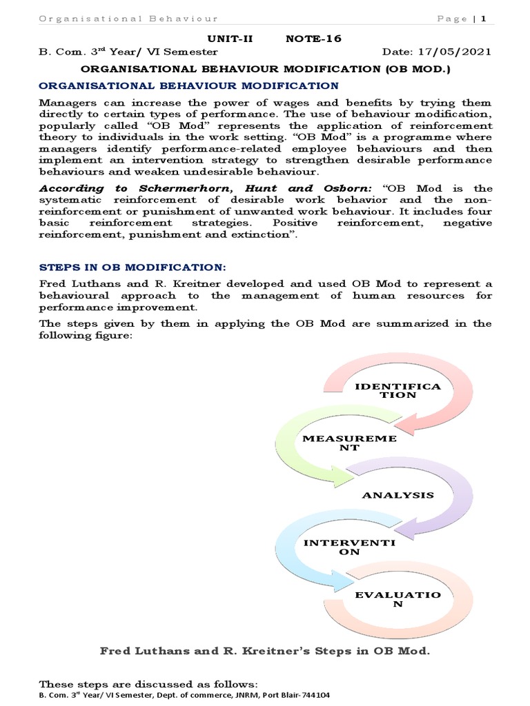 Note 16 - 17 - 05 - 2021 - ORGANISATIONAL BEHAVIOUR MODIFICATION | PDF ...