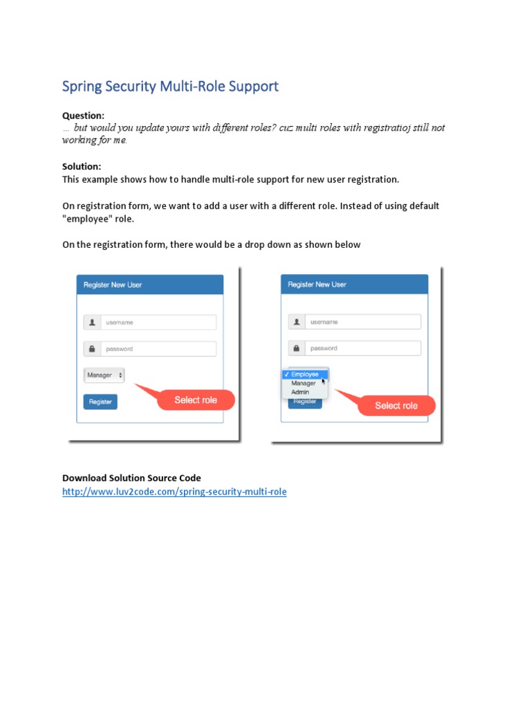Spring Security Multi Role Support | PDF | Java (Programming Language) | Computing
