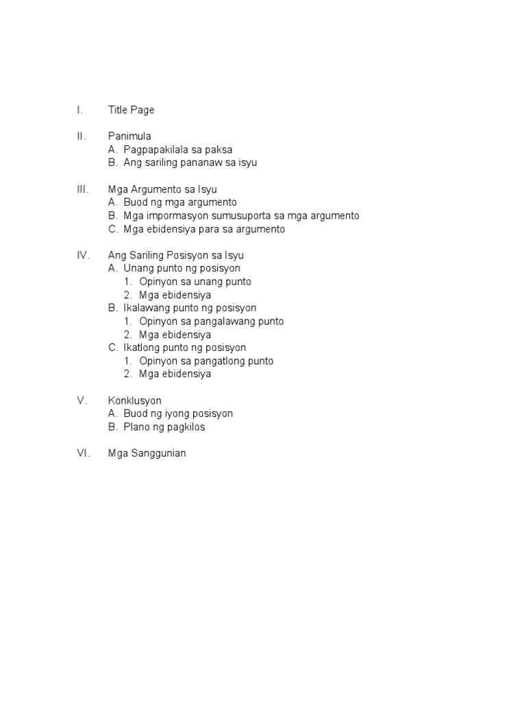 Position Paper Outline (Tagalog) | PDF