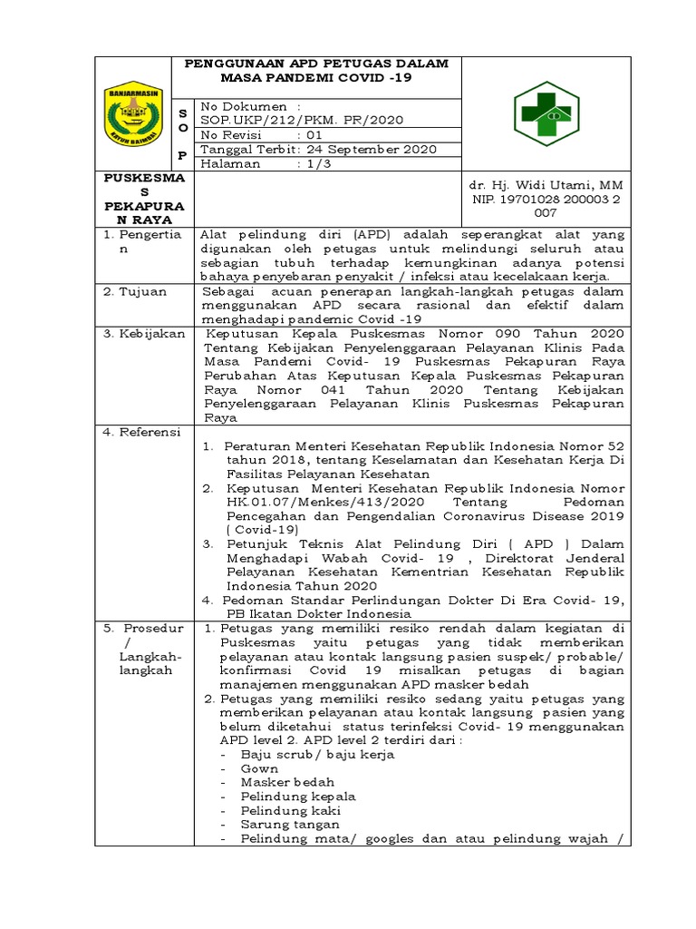Pemakaian Apd Pada Pelayanan | PDF