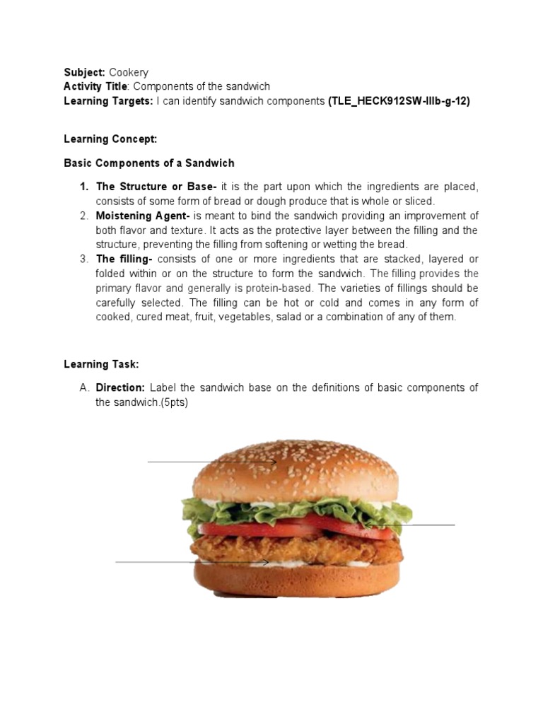 Components of The Sandwich | PDF