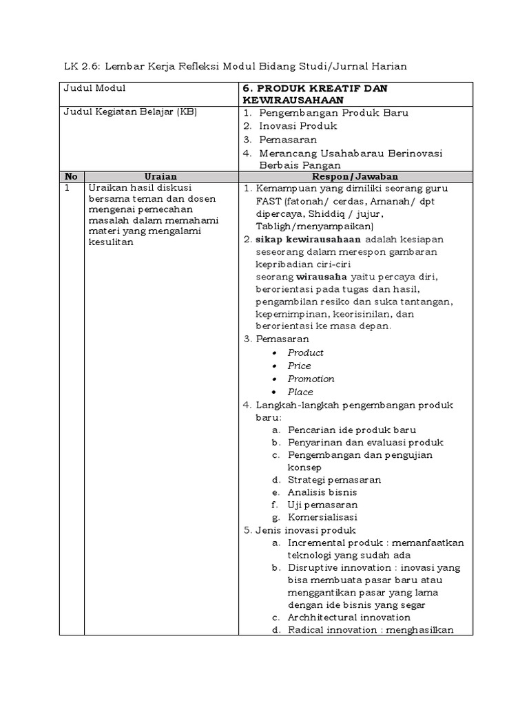 LK 2.6 - Lembar Kerja Refleksi Modul 6 | PDF