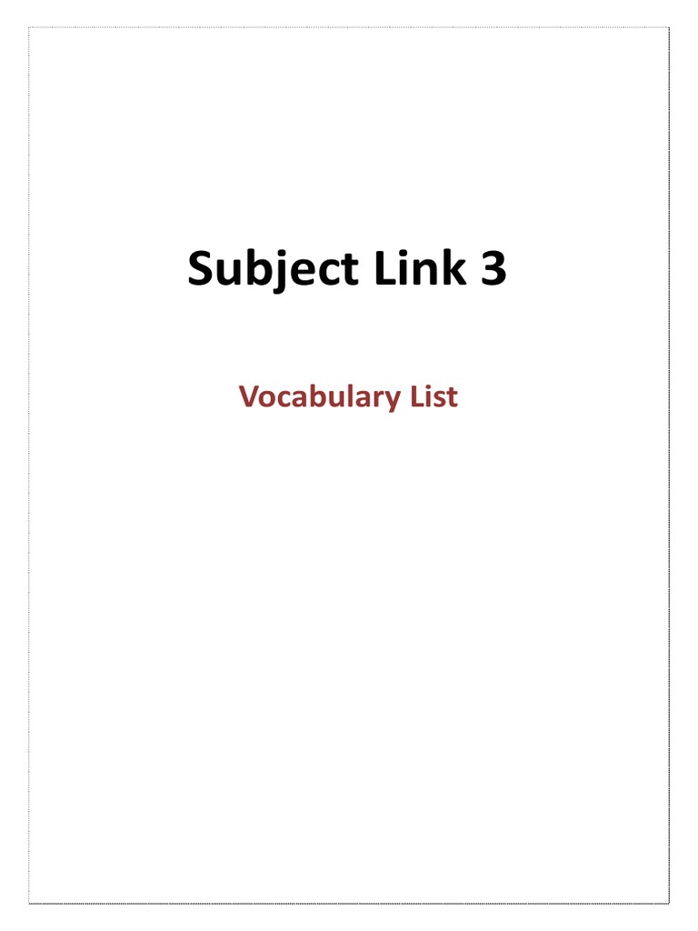 Subject Link 3 - Word List | Download Free PDF | Verb | Adjective