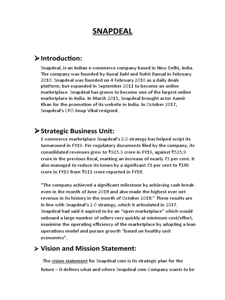 Snap Deal | PDF | Strategic Management | Business