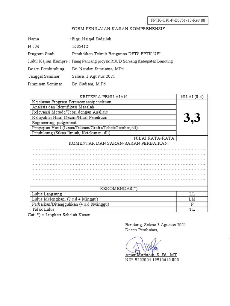 Form Penilaian Kajian Komprehensif (Pa Amar) | PDF