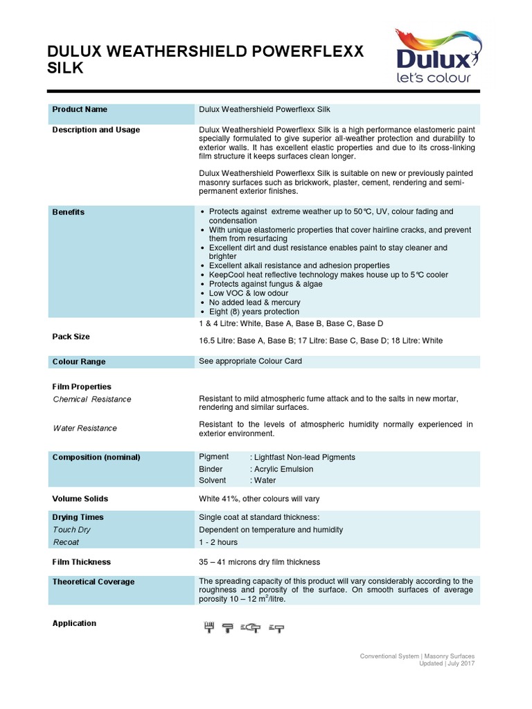 Tds - Dulux Weathershield Powerflexx Silk | PDF | Paint | Industrial ...