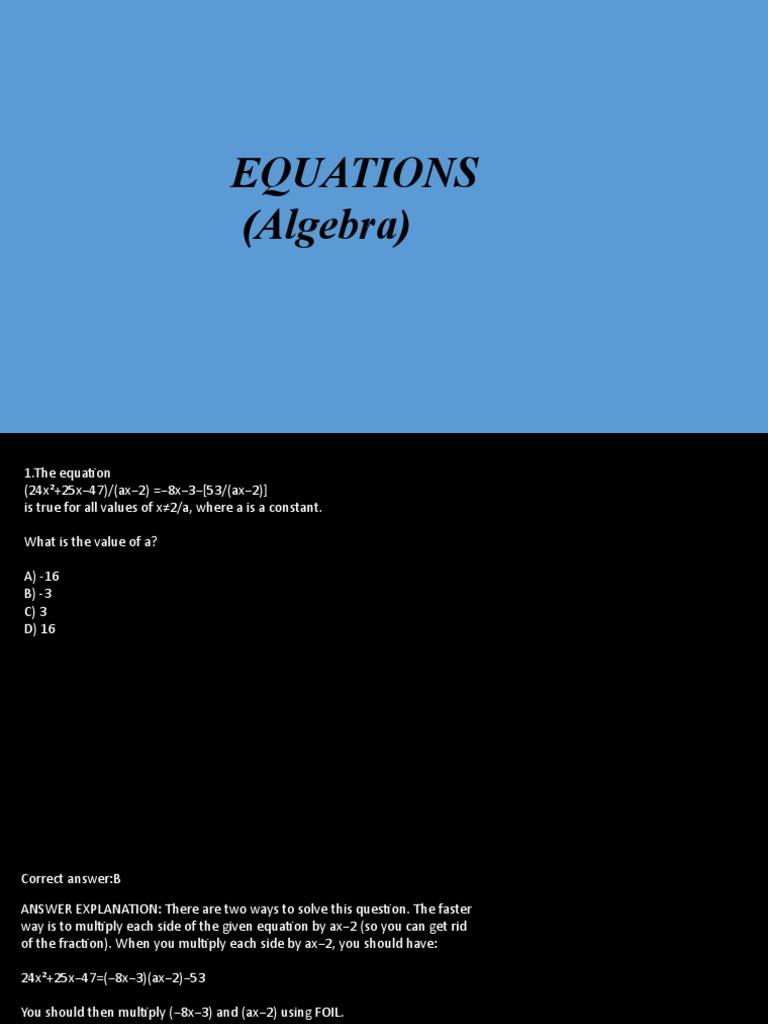 Algebra | PDF | Equations | Algebra