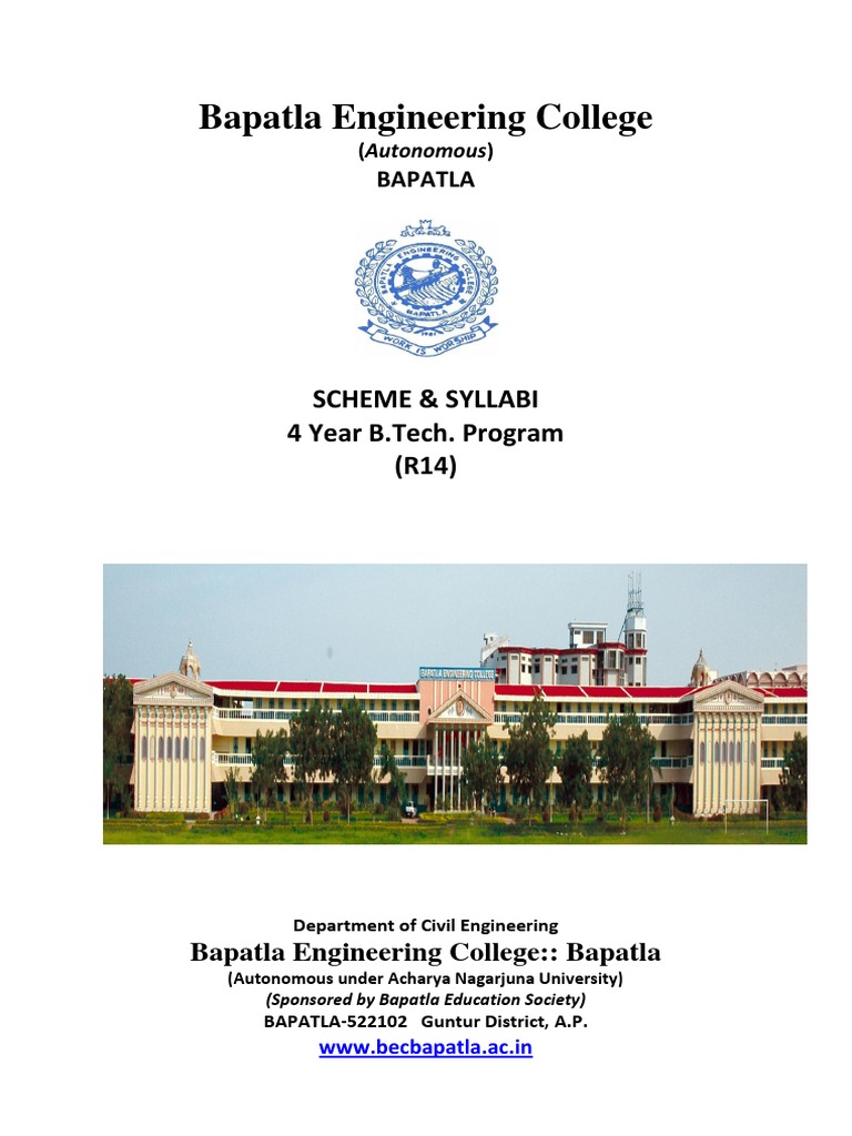 Bapatla Engineering College: Scheme & Syllabi 4 Year B.Tech. Program ...