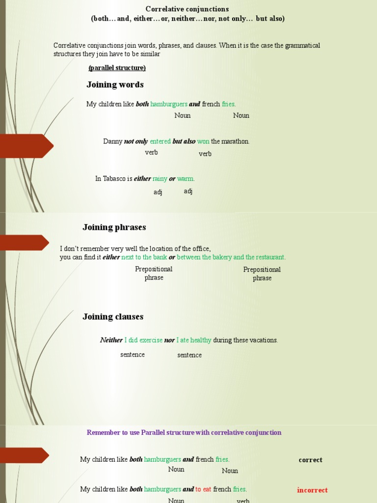 Correlative Conjunction | PDF | Verb | Grammatical Number
