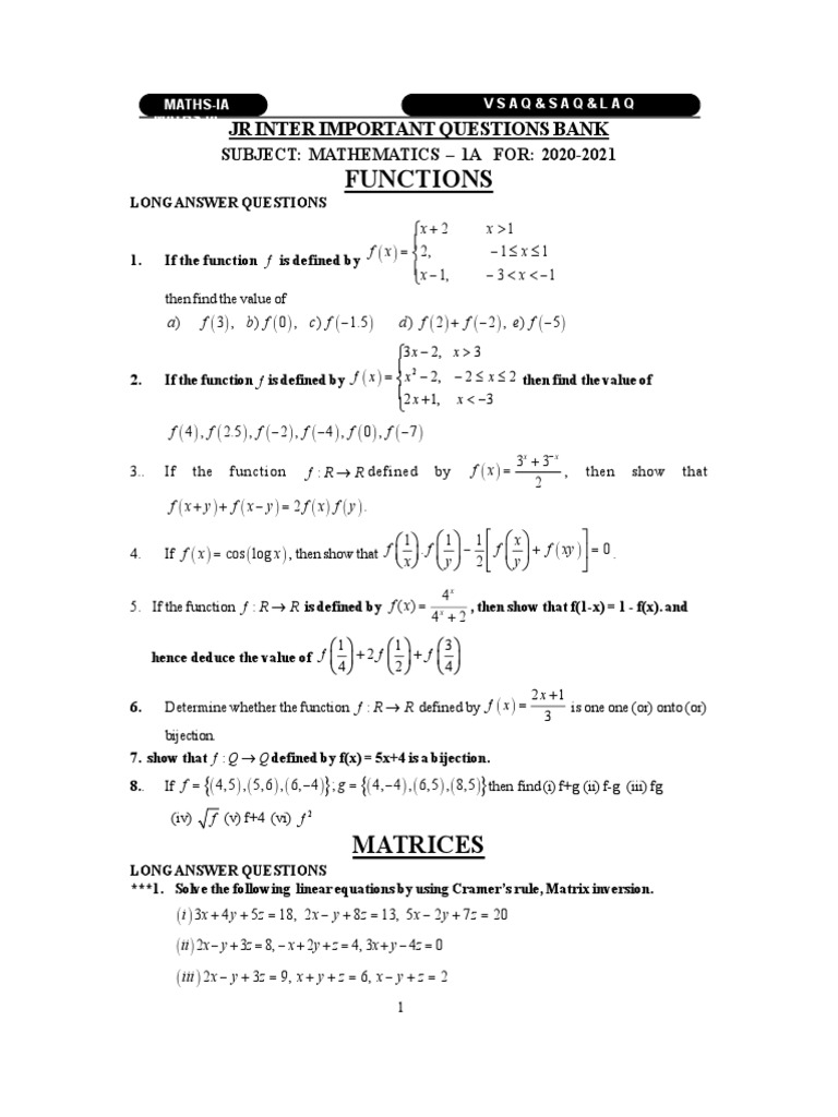 JR Inter MPC IMP Questions 2021 | PDF | Plane (Geometry) | Triangle
