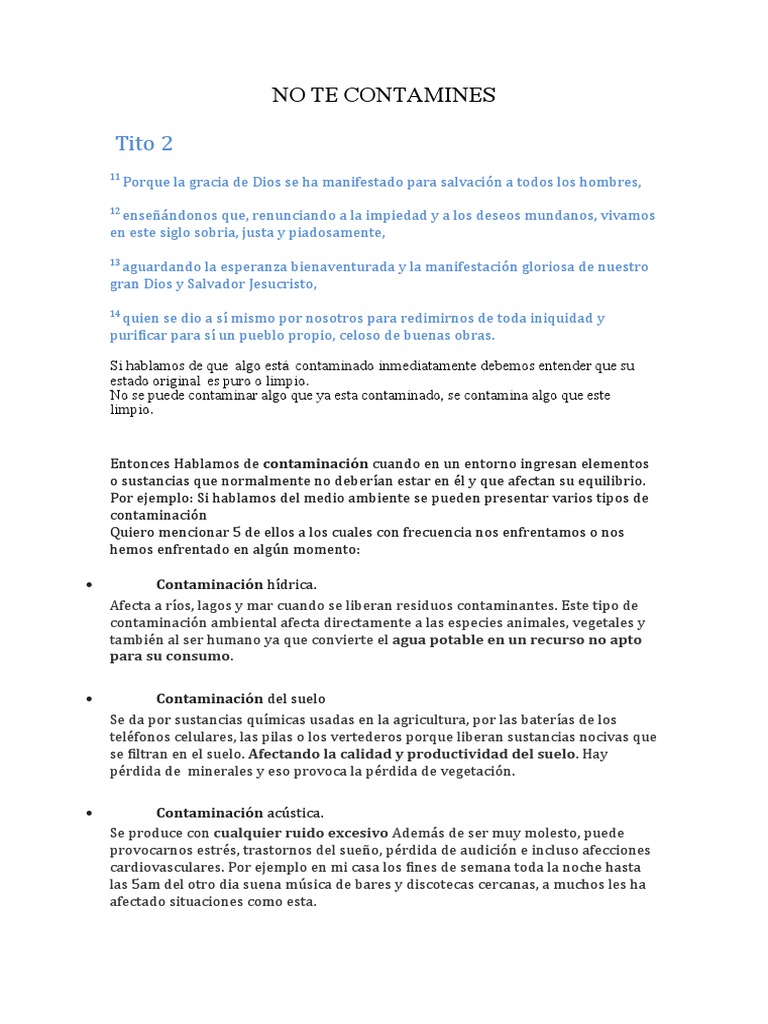 No Te Contamines | PDF | La contaminación del agua | Contaminación