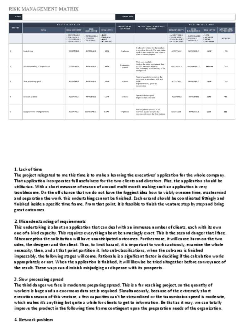 Risk Management Matrix Guide | PDF | Risk | Business