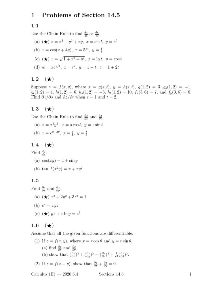 Chain Rule Applications in Calculus | PDF | Derivative | Mathematical ...