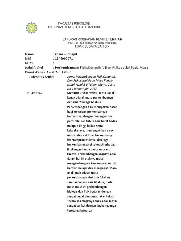 Review Jurnal Kongnisi Dan Psi - Perkembangan 1 (Ilham) | PDF