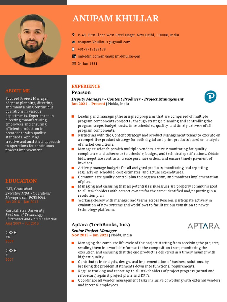 CV Anupam Khullar | PDF | Project Management | Information Technology