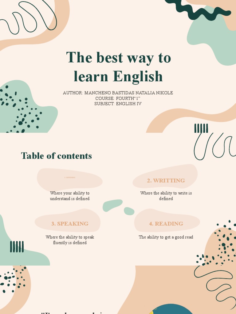 The Best Way To Learn English | PDF | English Language | Speech