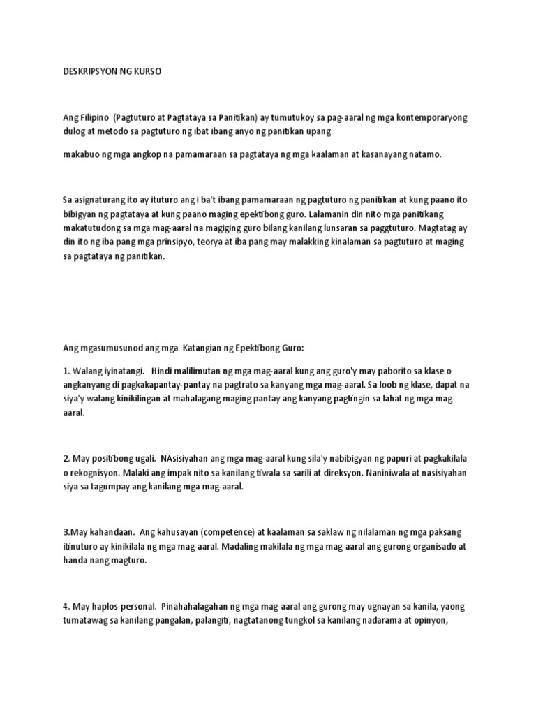 Pagtuturo Sa Filipino | PDF