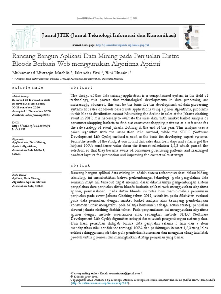 Rancang Bangun Aplikasi Data Mining Pada Penjualan Distro Bloods ...