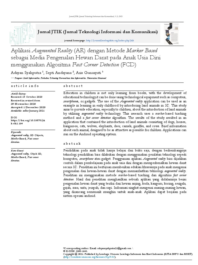 Aplikasi Augmented Reality (AR) Dengan Metode Marker Based Sebagai ...