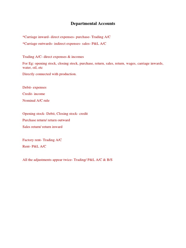 Department Accounts - Solution | PDF | Income Statement | Net Income