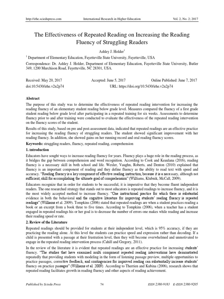 The Effectiveness of Repeated Reading On Increasing The Reading | PDF ...