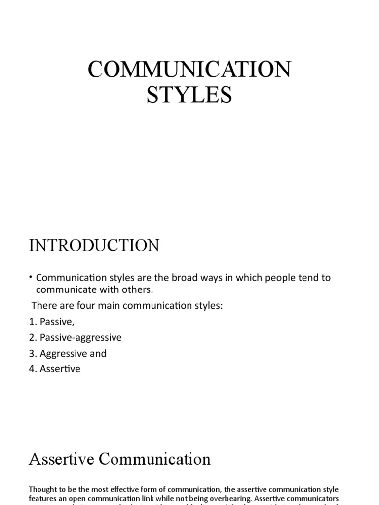 Communication Styles | PDF