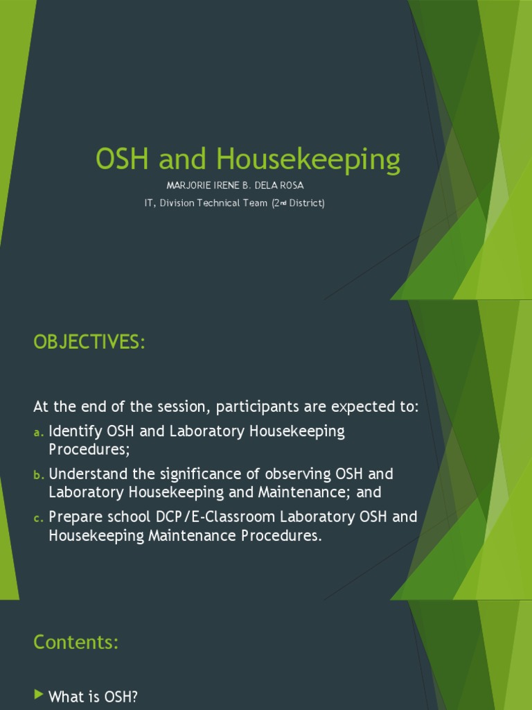 2a. Osh and Housekeeping | PDF | Occupational Safety And Health | Safety