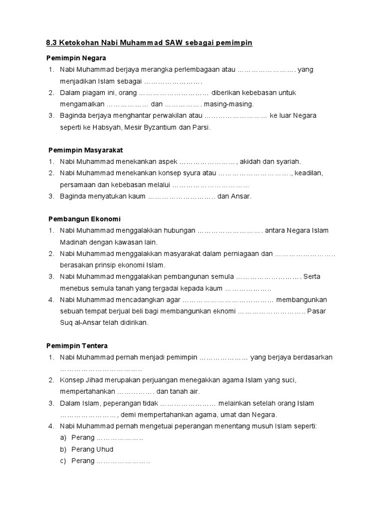 8.3 Ketokohan Nabi Muhammad SAW Sebagai Pemimpin 1 | PDF | Agama ...