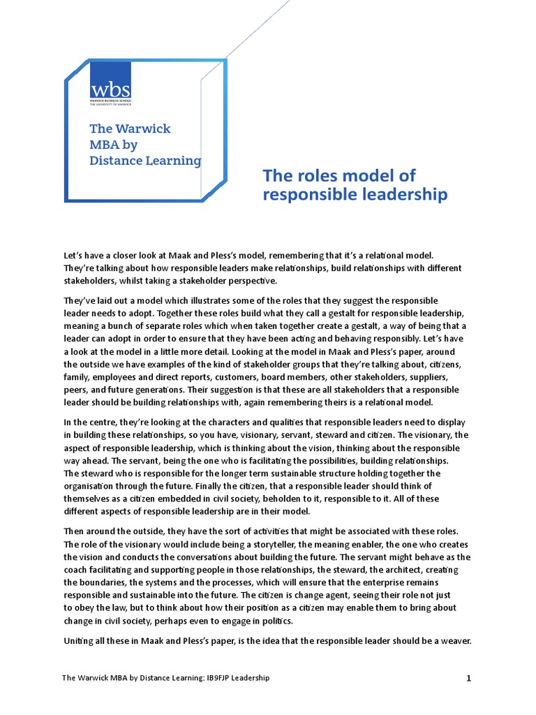 Leadership Roles in Distance MBA | PDF | Leadership | Communication