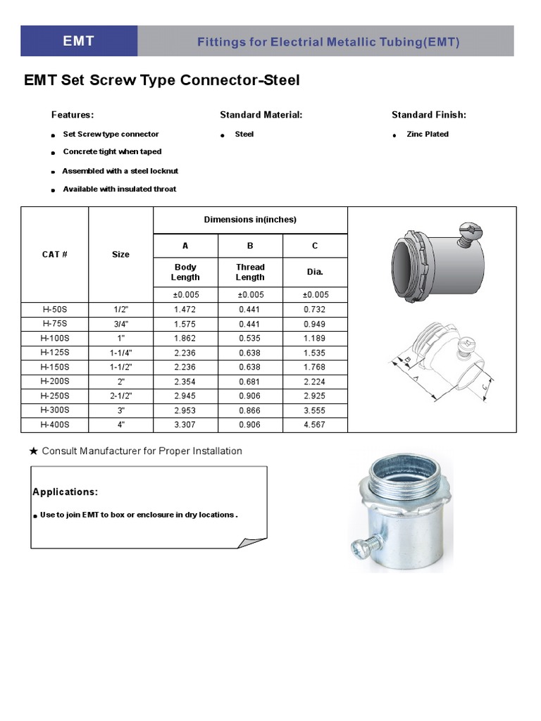 Ficha Tecnica Conector Emt | PDF | Technology & Engineering