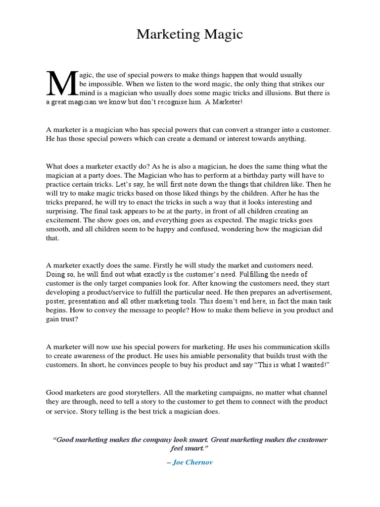 Marketing Magic: "Good Marketing Makes The Company Look Smart. Great ...