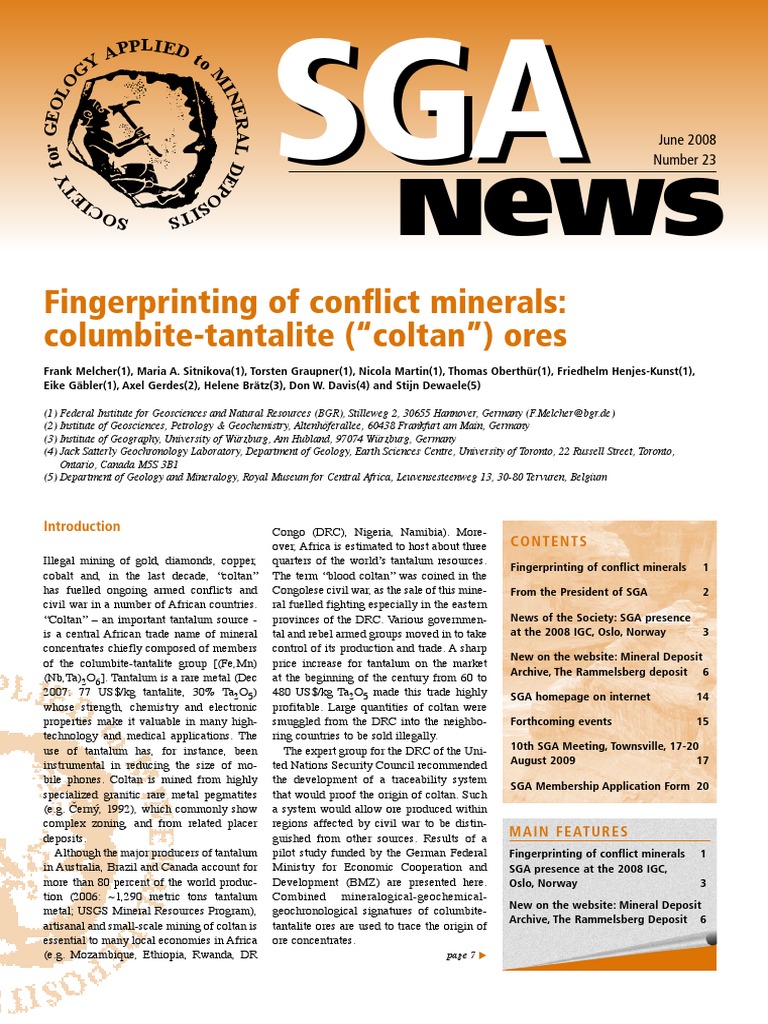 Fingerprinting of Conflict Minerals: Columbite-Tantalite ("Coltan ...