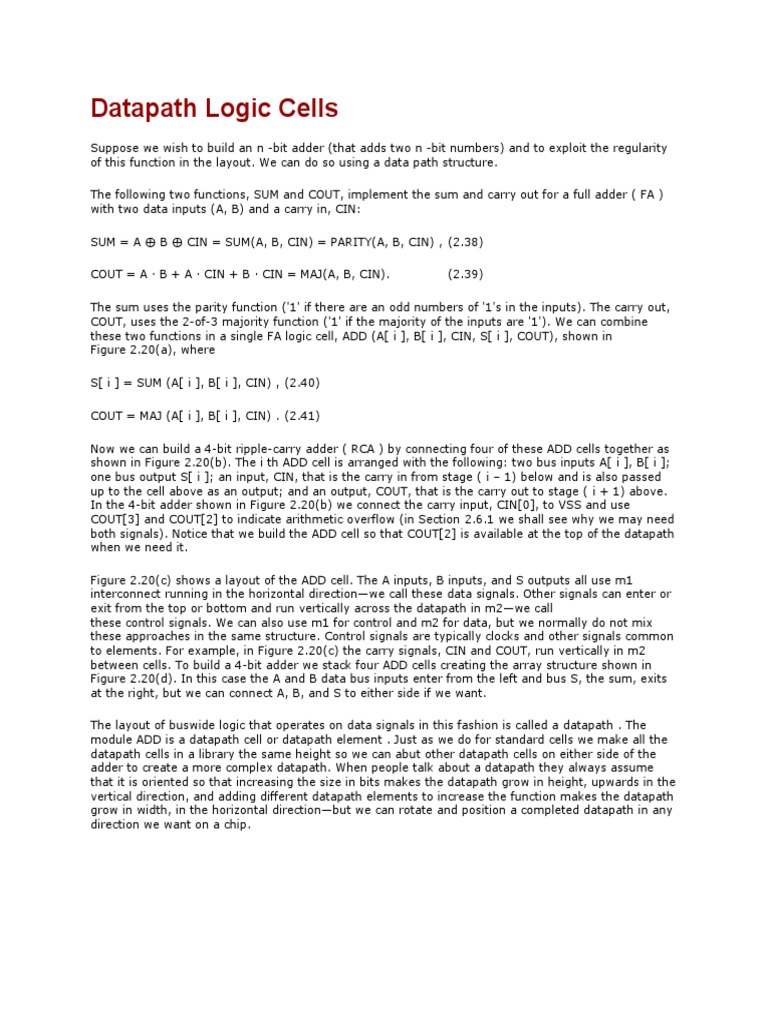 Datapath Logic Cells | PDF | Arithmetic | Computer Engineering