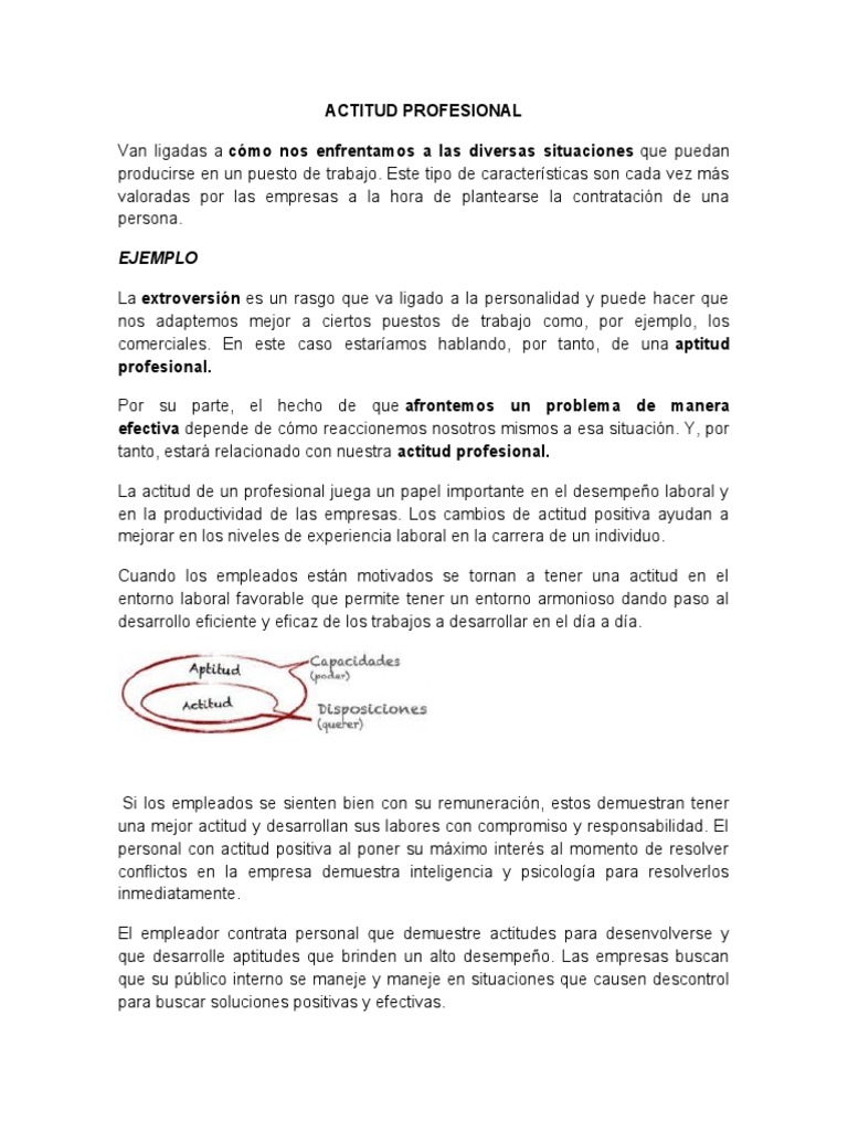 Actitud Profesional | PDF | Actitud (psicología) | Las emociones