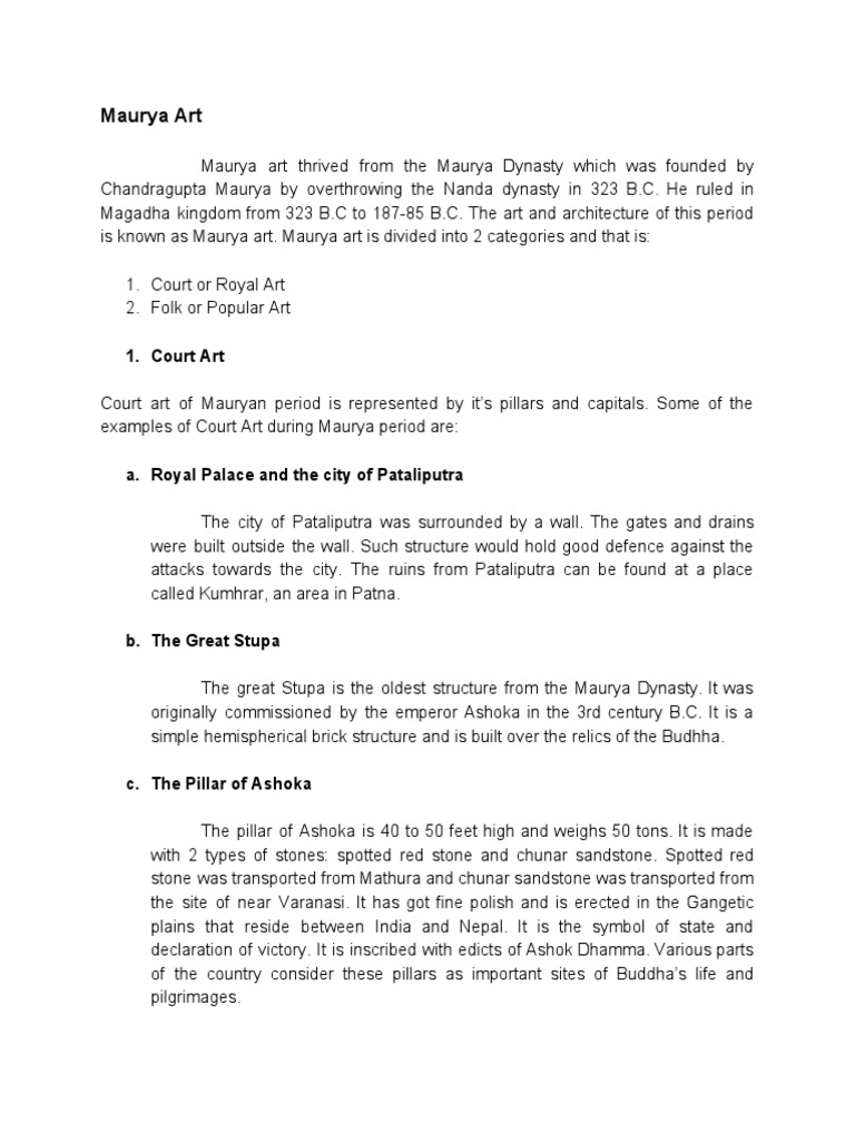 Maurya Art and Sunga Art | PDF