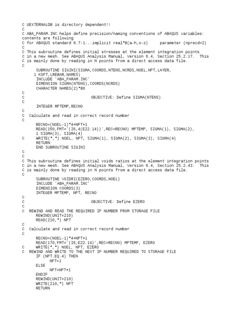 ABAQUS Subroutine Guide | PDF | Computers | Technology & Engineering