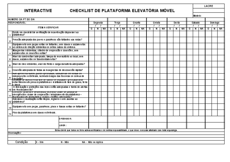 Check List PTA | PDF | Veículos