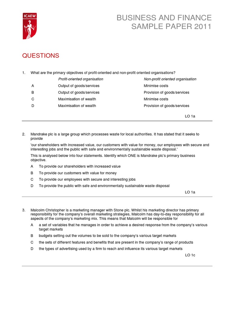 Business and Finance Sample Paper | PDF | Accounting | Banks