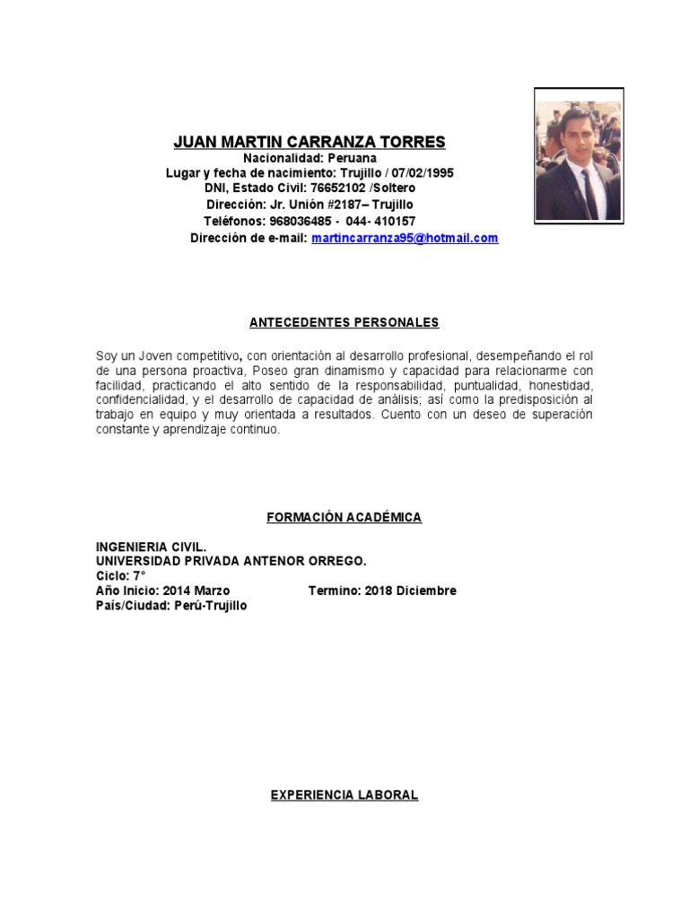 CV Martin 2017 | PDF | Perú | Microsoft